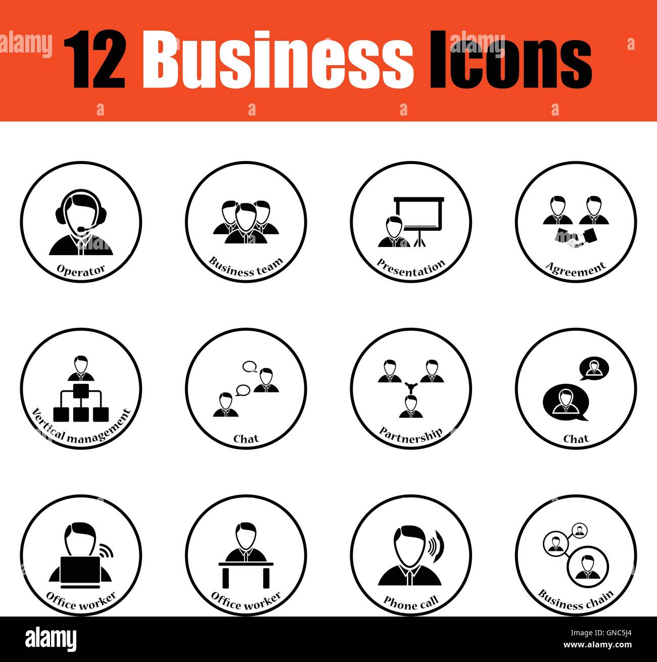 Business icon set. Thin circle design. Vector illustration Stock Vector ...