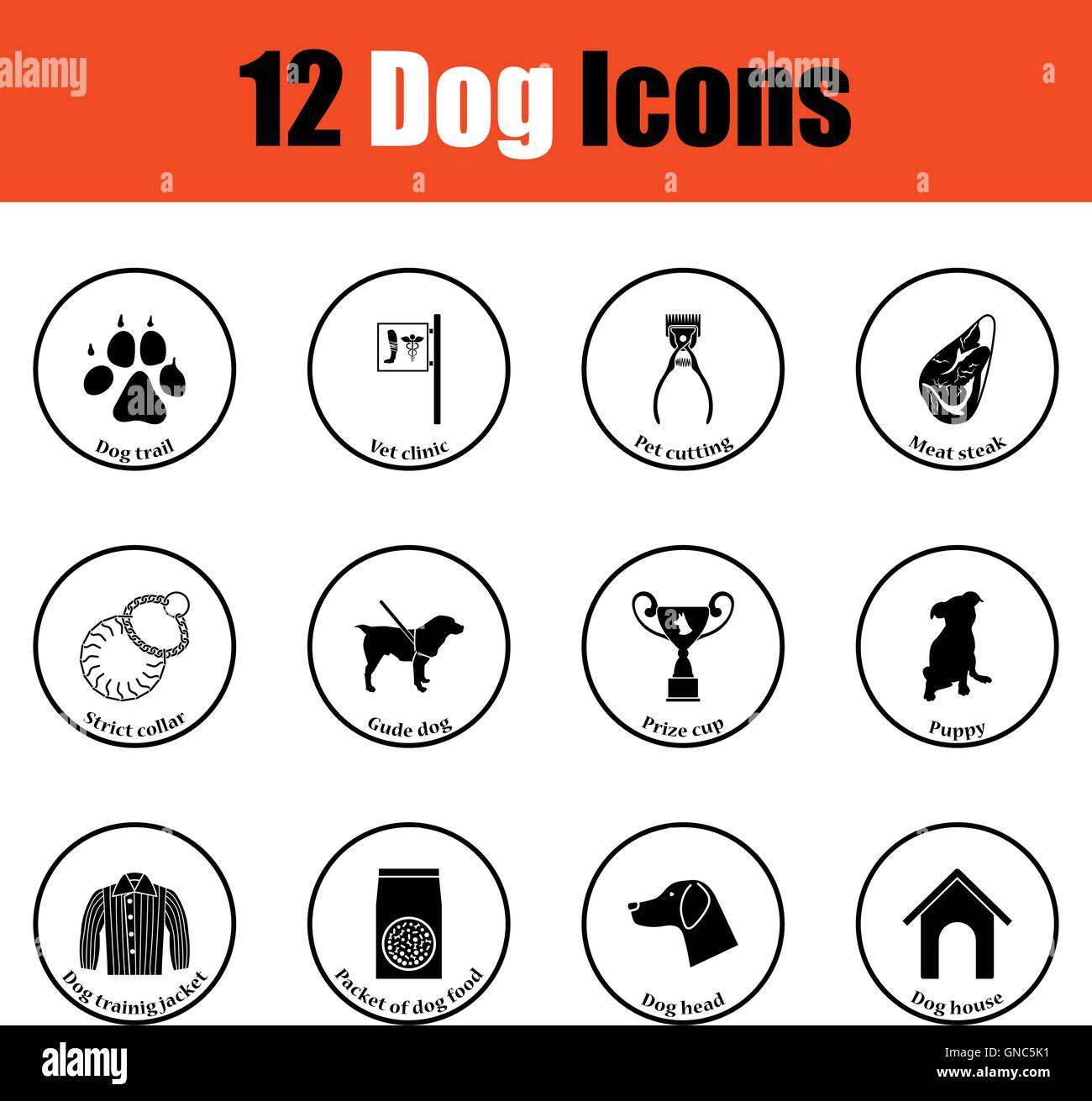 Set of dog breeding icons. Thin circle design. Vector illustration ...