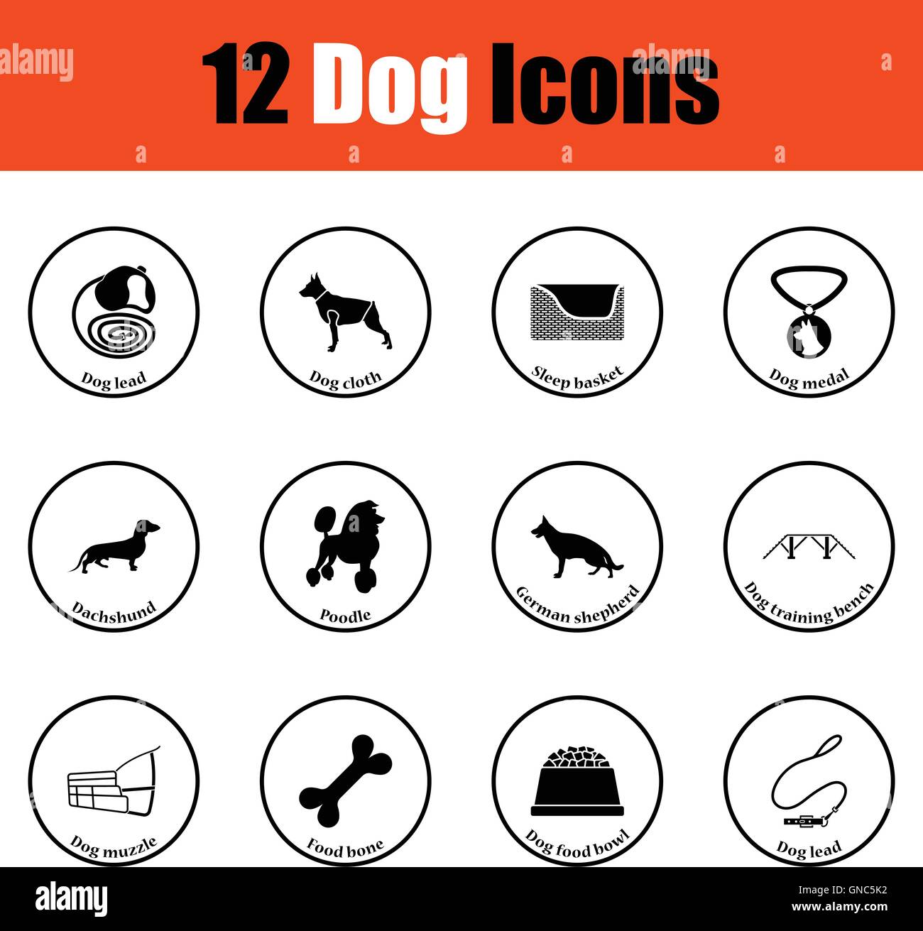 Set of dog breeding icons. Thin circle design. Vector illustration ...