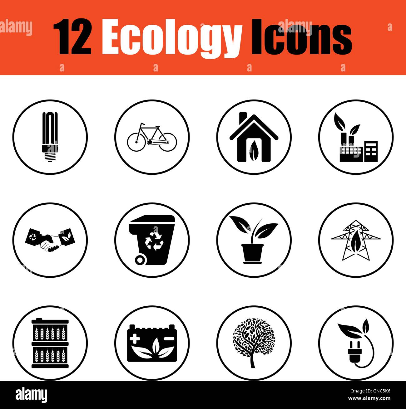Ecology icon set. Thin circle design. Vector illustration Stock Vector ...