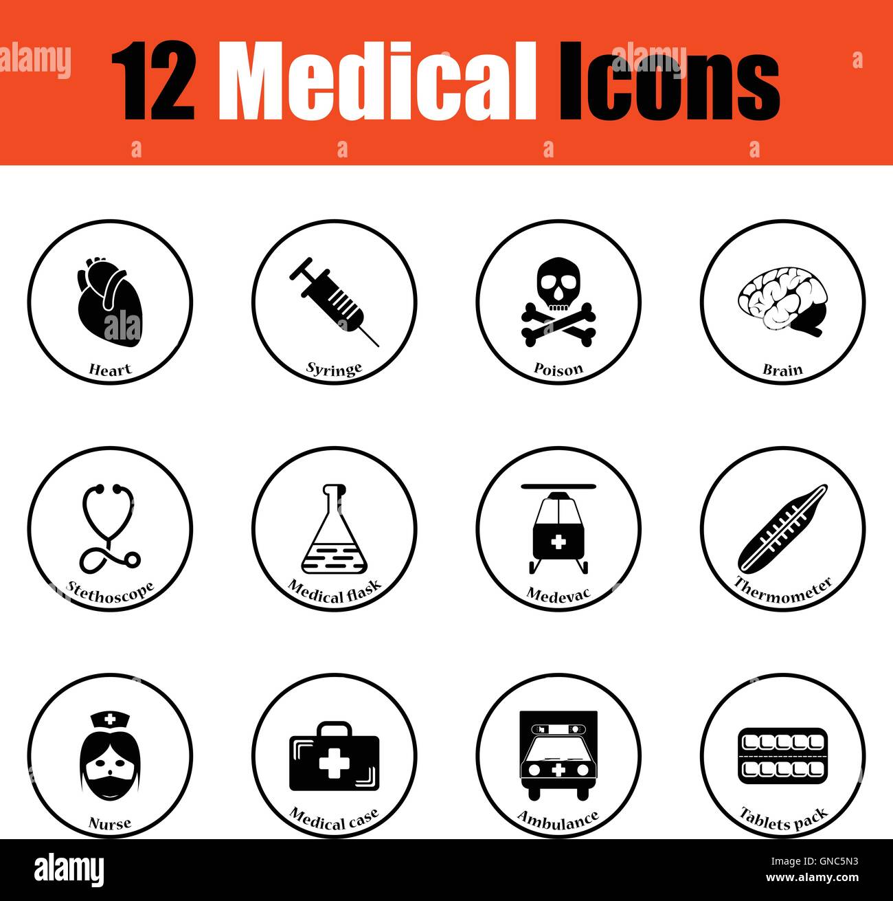 Medical icon set. Thin circle design. Vector illustration Stock Vector ...