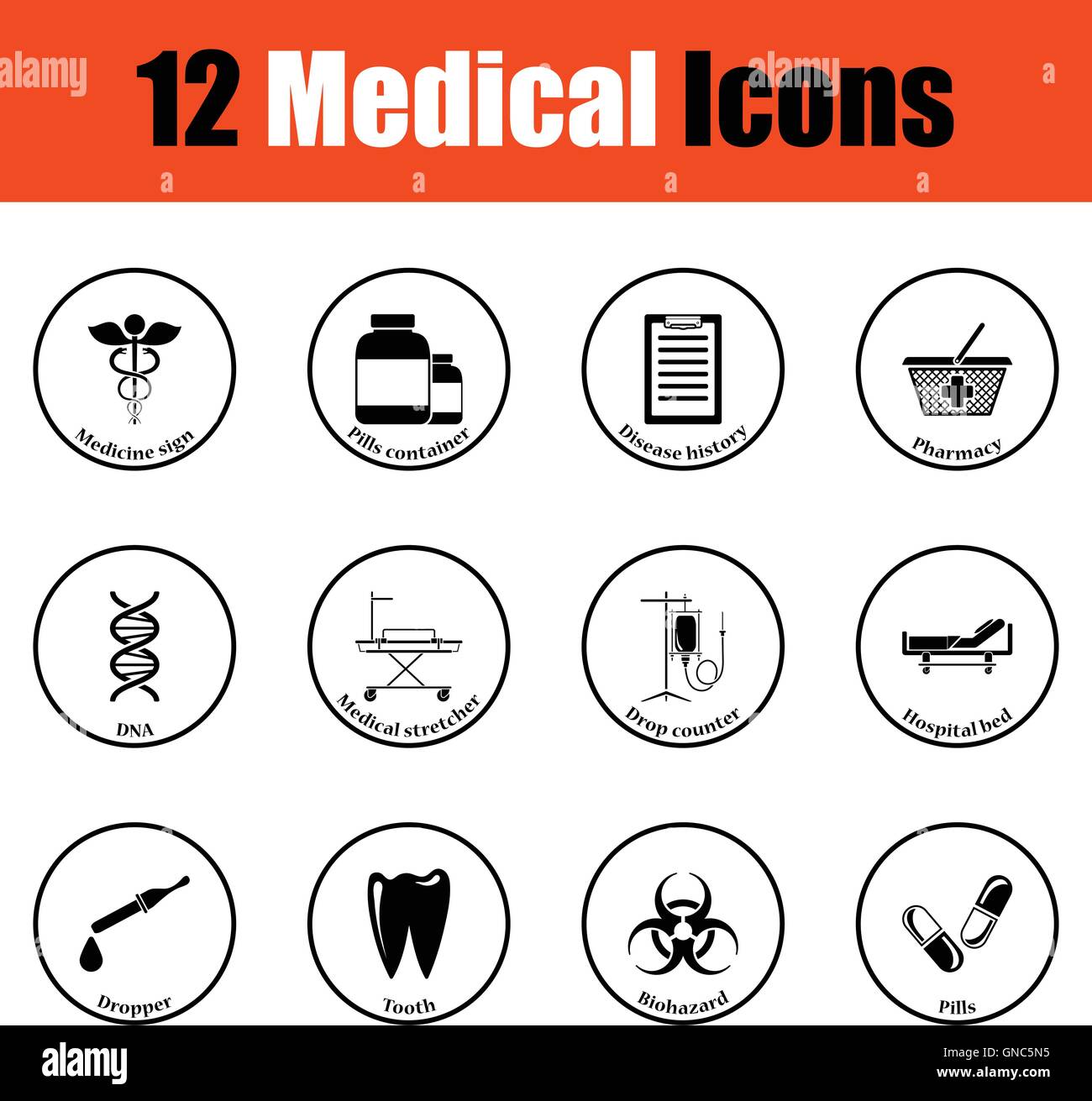 Medical icon set. Thin circle design. Vector illustration Stock Vector ...