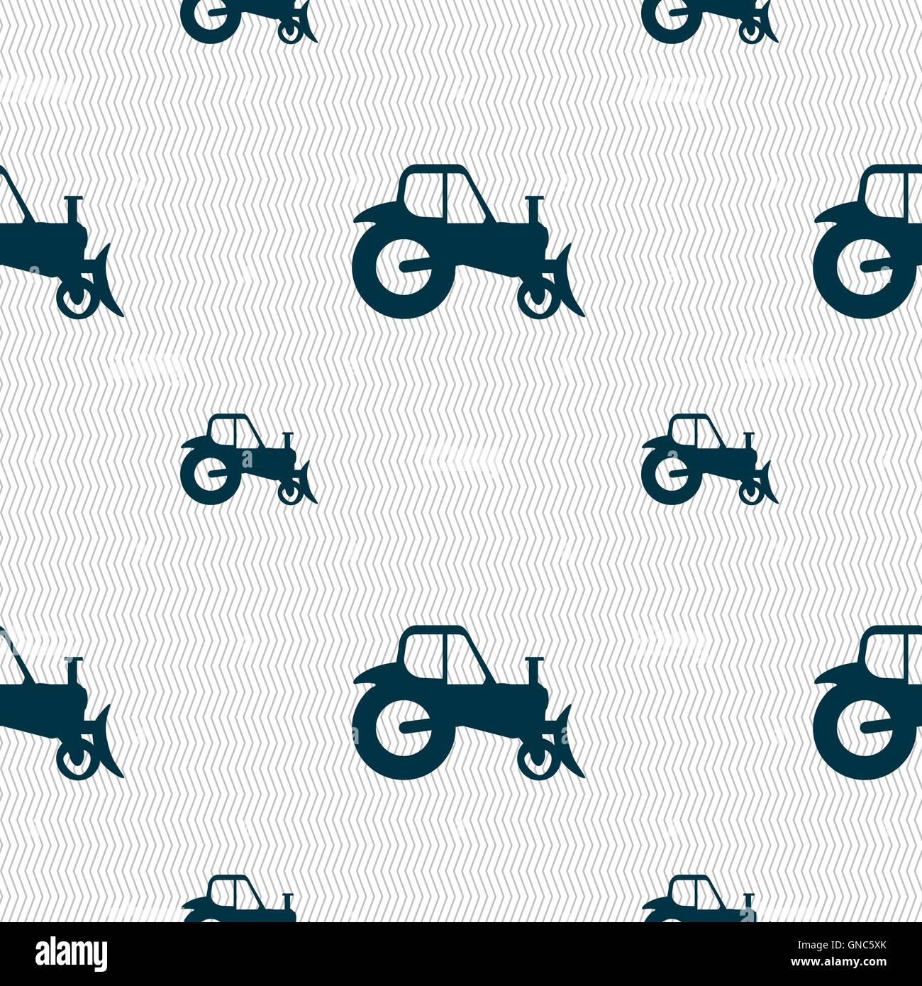 Tractor icon sign. Seamless pattern with geometric texture. Vector ...