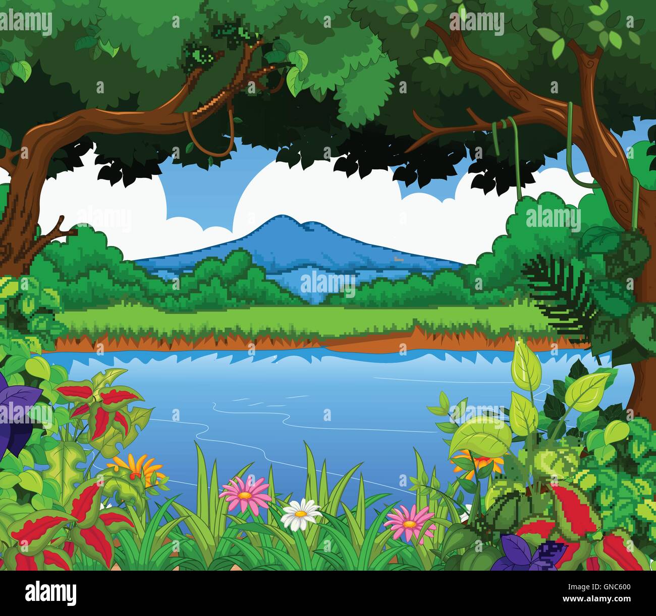 Nice view river background Stock Vector Images - Alamy