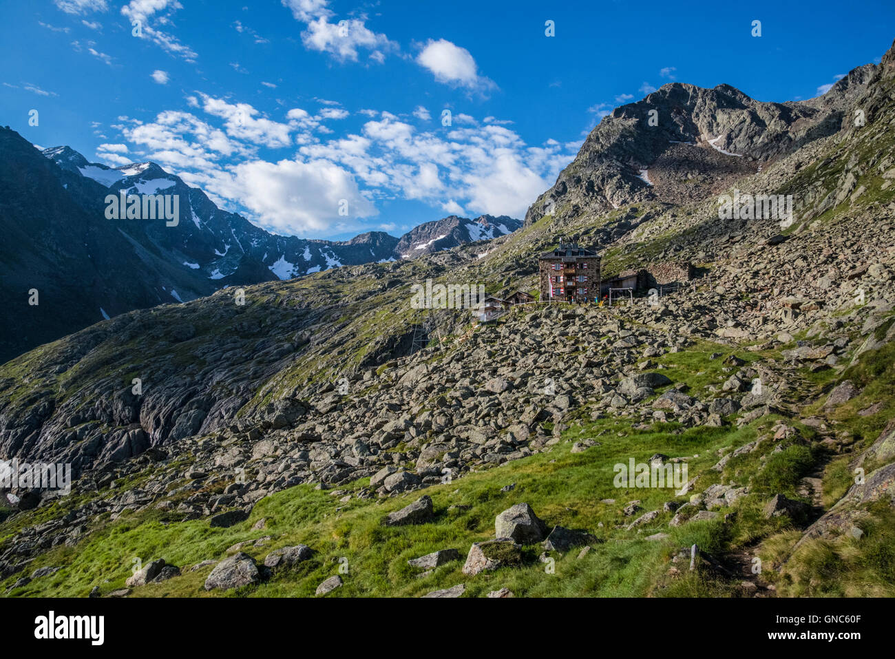 The Stubai Alps. Nuernberger Hut mountain refuge Stock Photo - Alamy