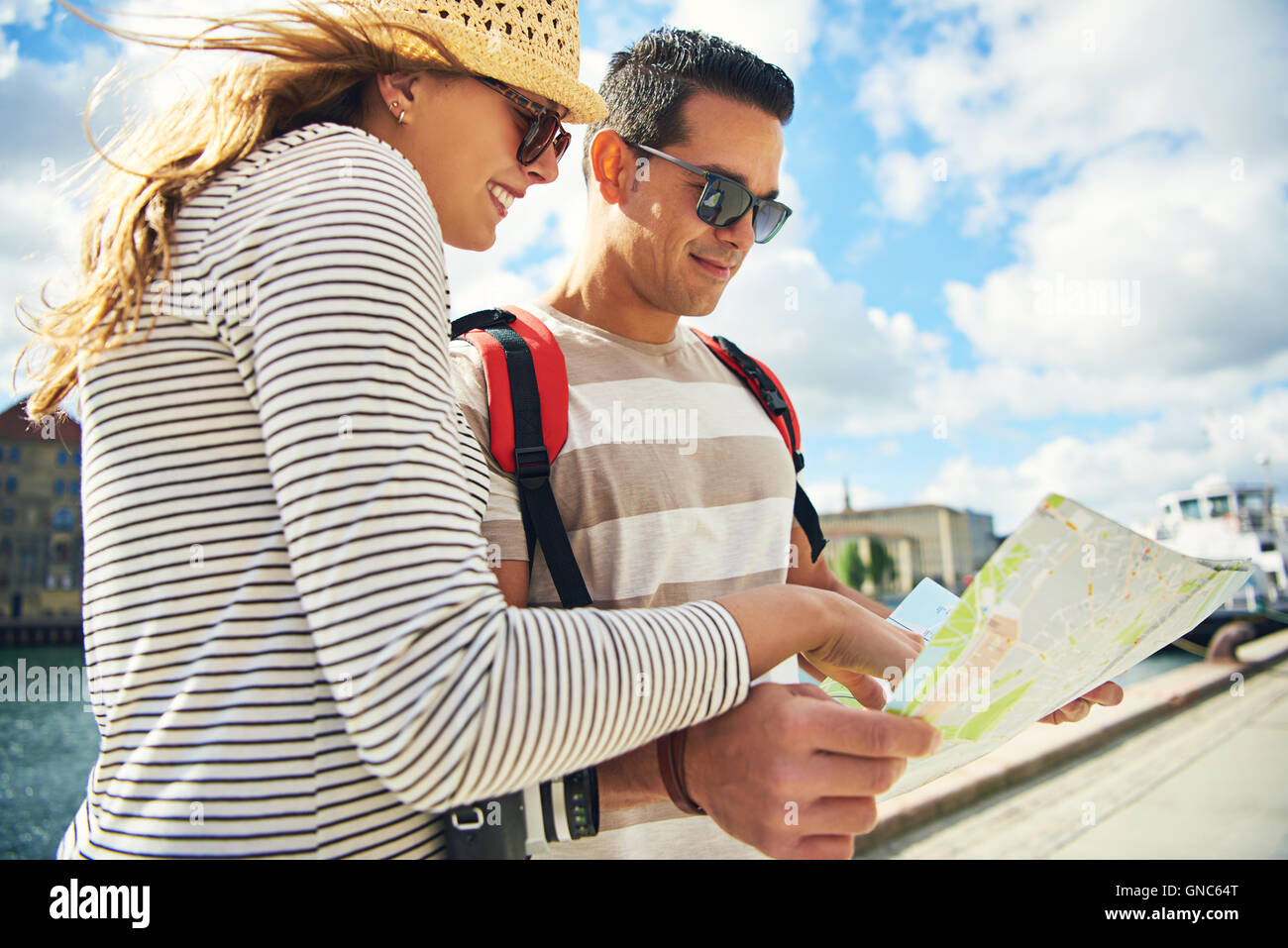 Closeup tourist man looking map hi-res stock photography and images - Alamy