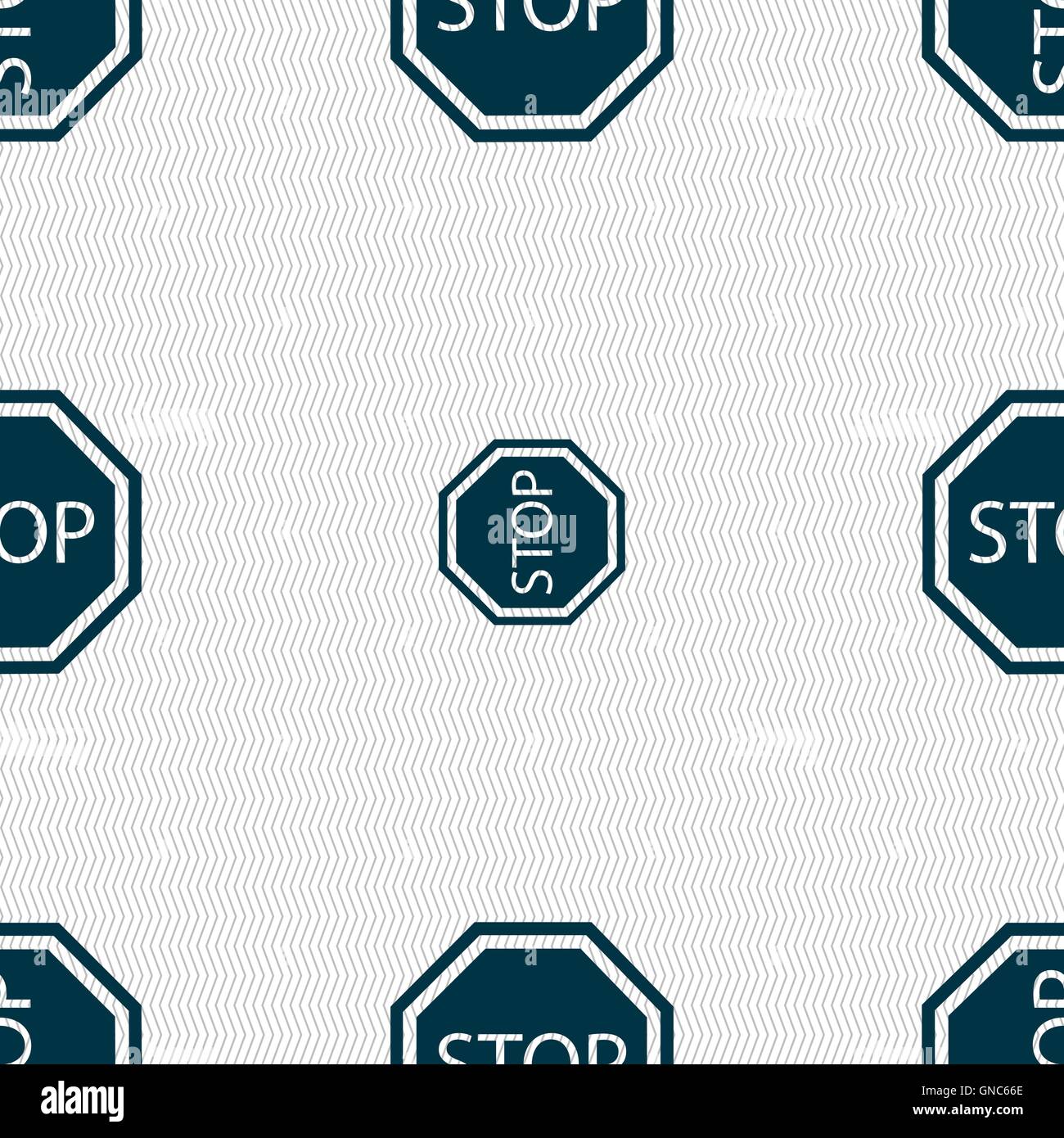 Stop icon sign. Seamless pattern with geometric texture. Vector Stock ...