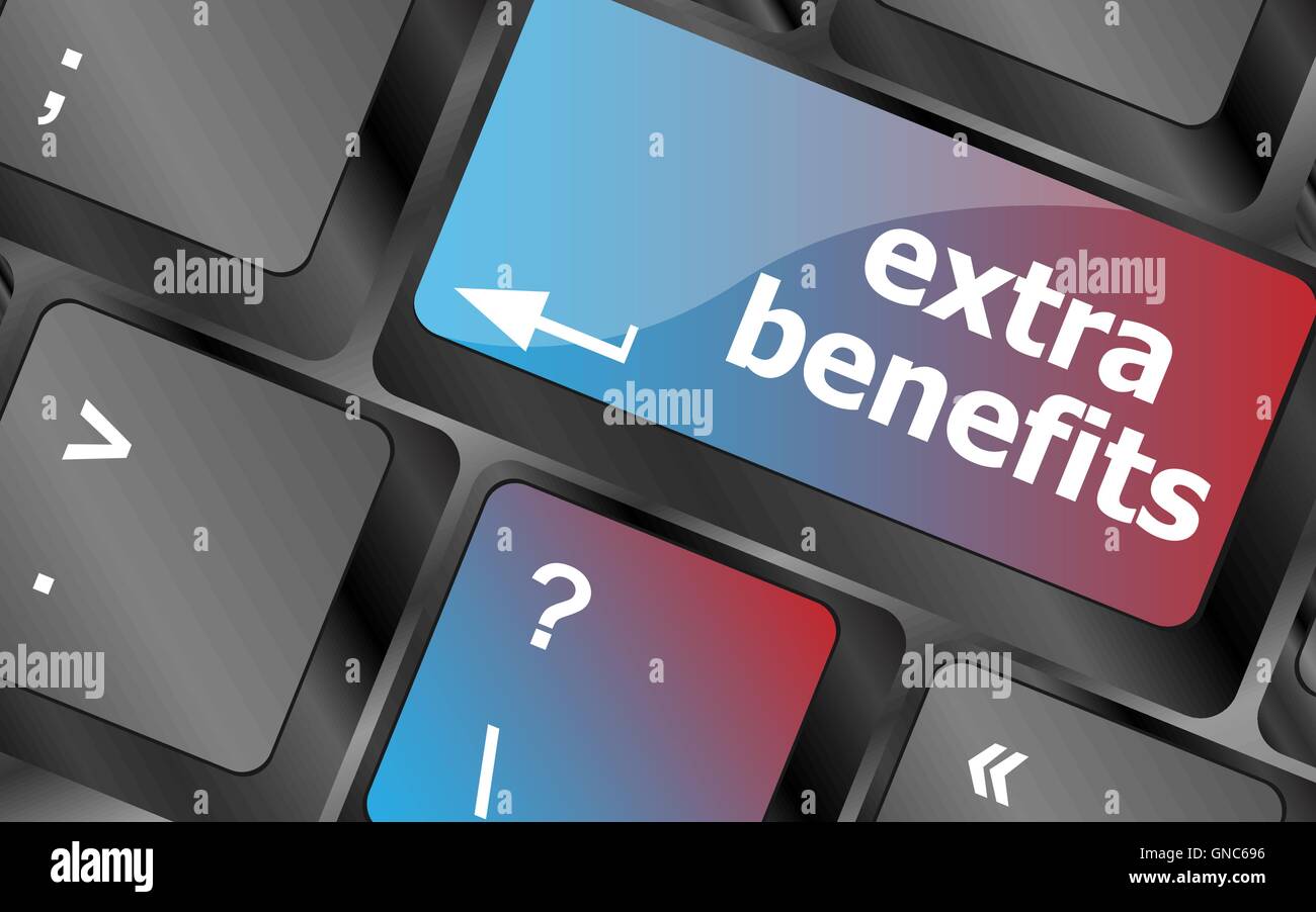 extra benefits button on keyboard - business concept vector , keyboard ...