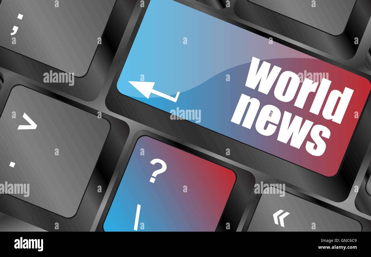 words world news on computer keyboard key vector , keyboard keys ...