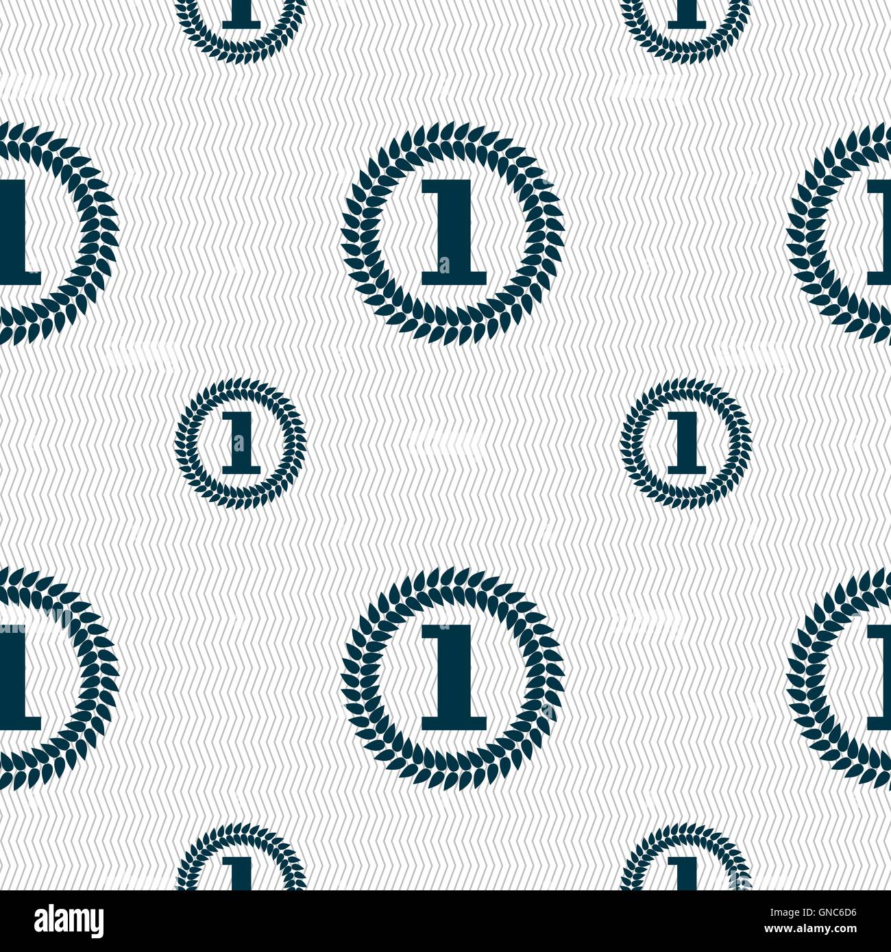 Medal, award, first icon sign. Seamless pattern with geometric texture ...