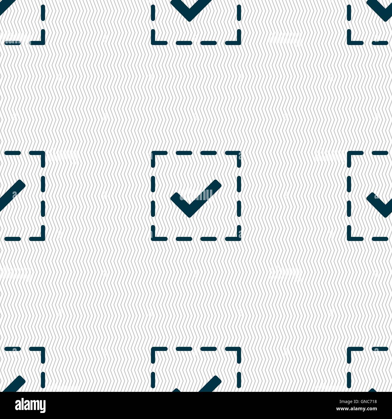 Check mark, tik icon sign. Seamless pattern with geometric texture. Vector Stock Vector Image ...