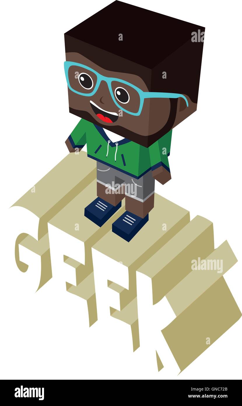 isometric male geek cartoon character Stock Vector Image & Art - Alamy
