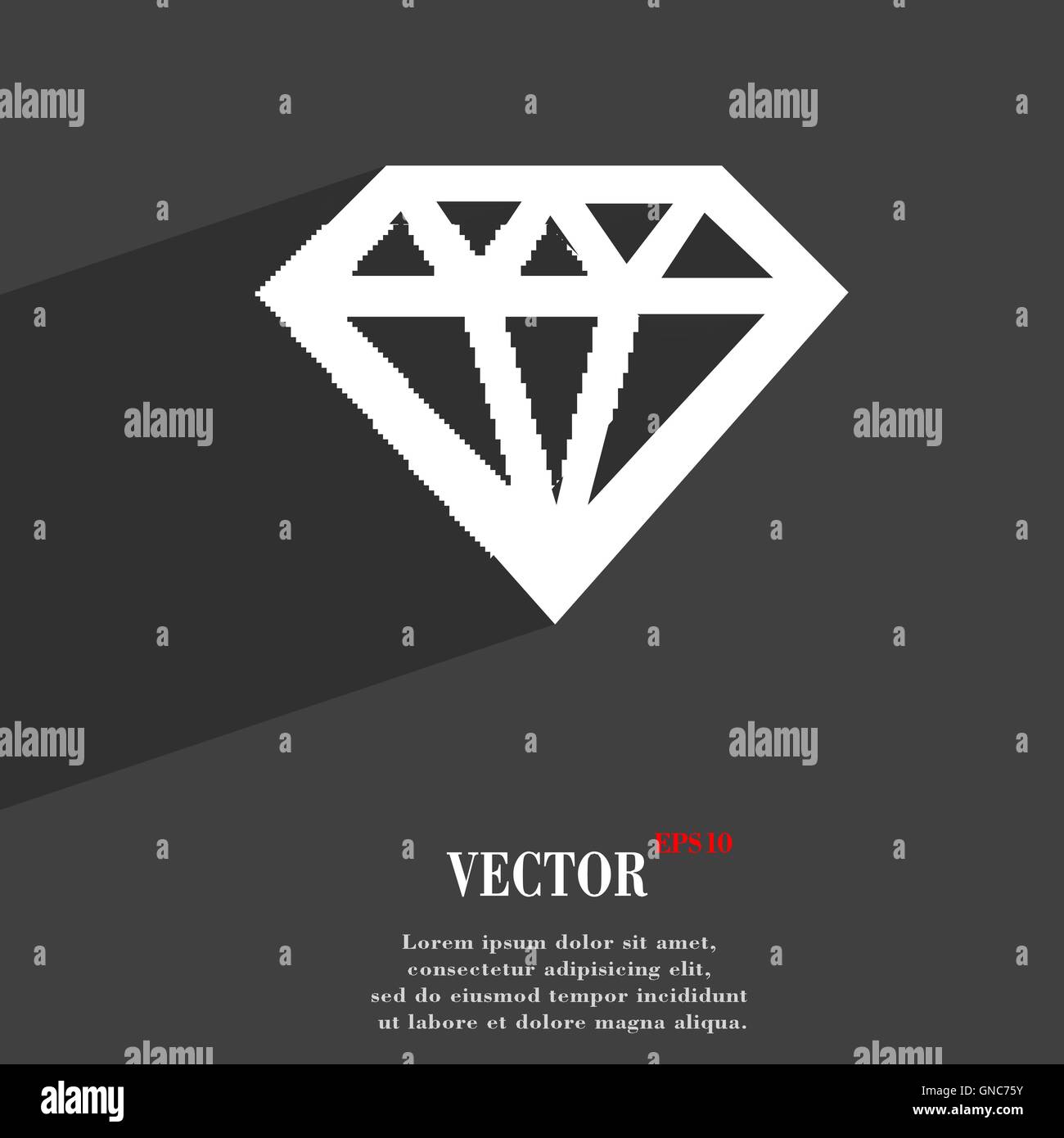 Diamond symbol Flat modern web design with long shadow and space for ...
