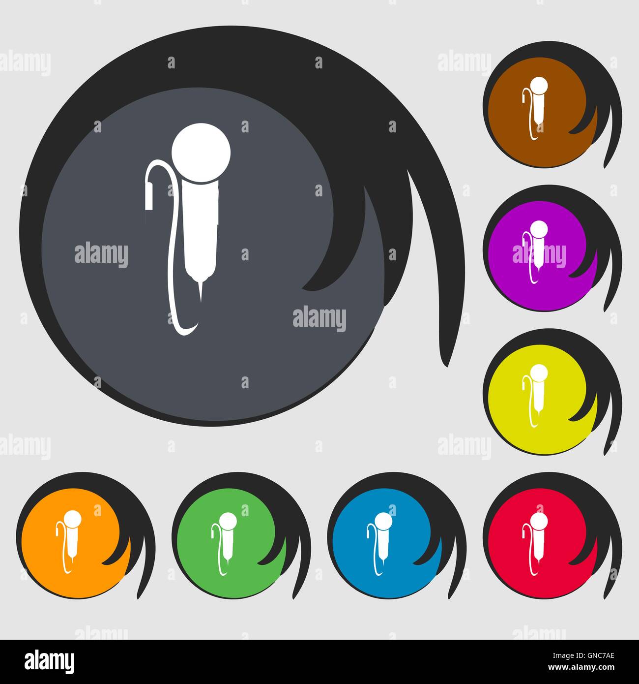 microphone sign icon. Symbols on eight colored buttons. Vector Stock ...