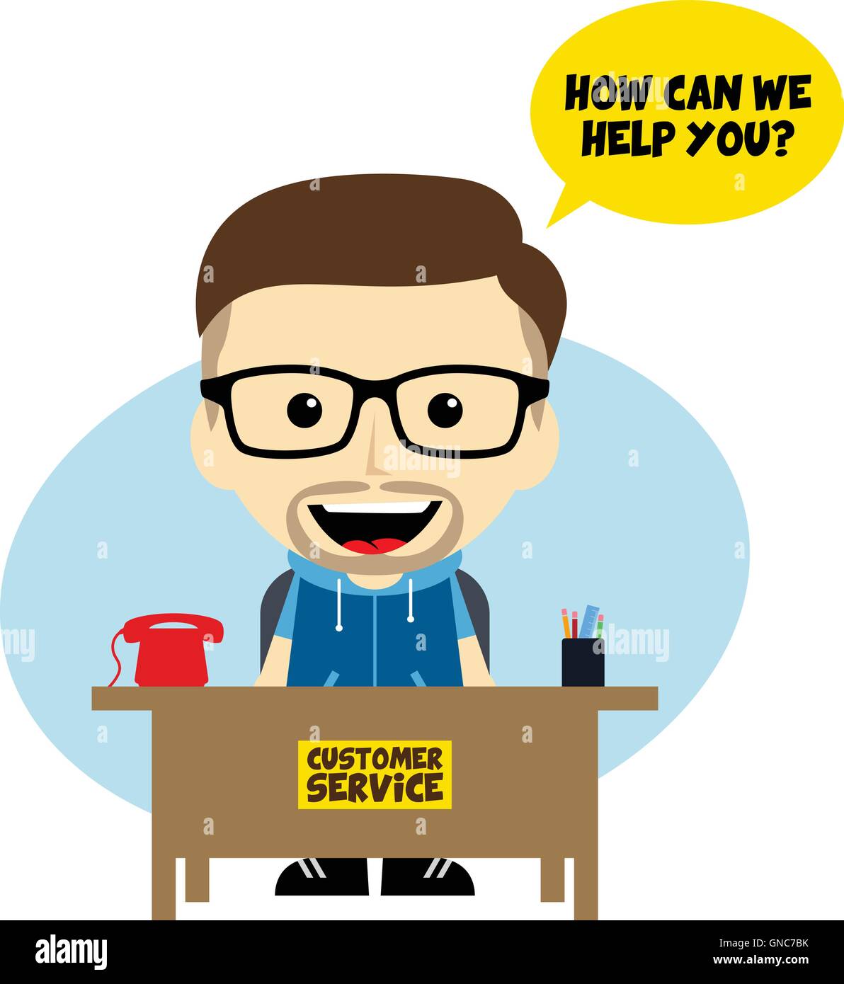 customer service desk cartoon character Stock Vector Image & Art - Alamy