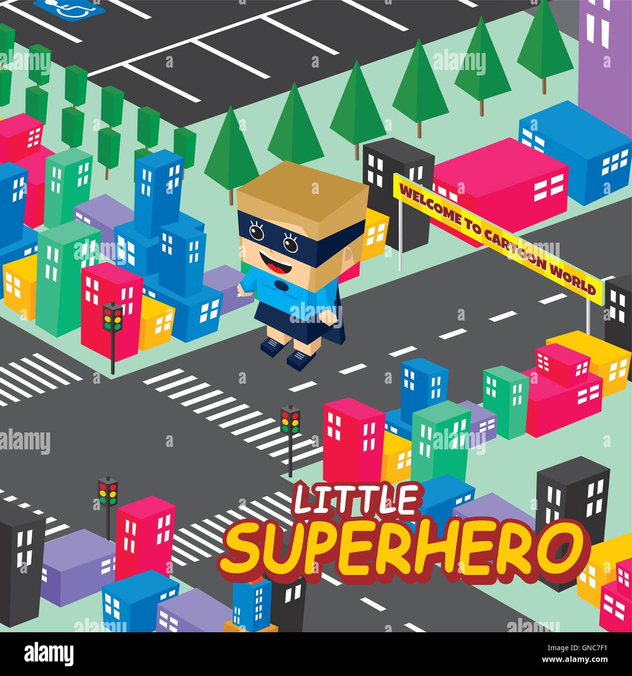 cartoon superhero isometric theme Stock Vector Image & Art - Alamy