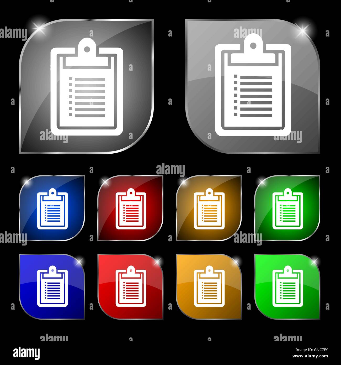 notebook icon sign. Set of ten colorful buttons with glare. Vector ...