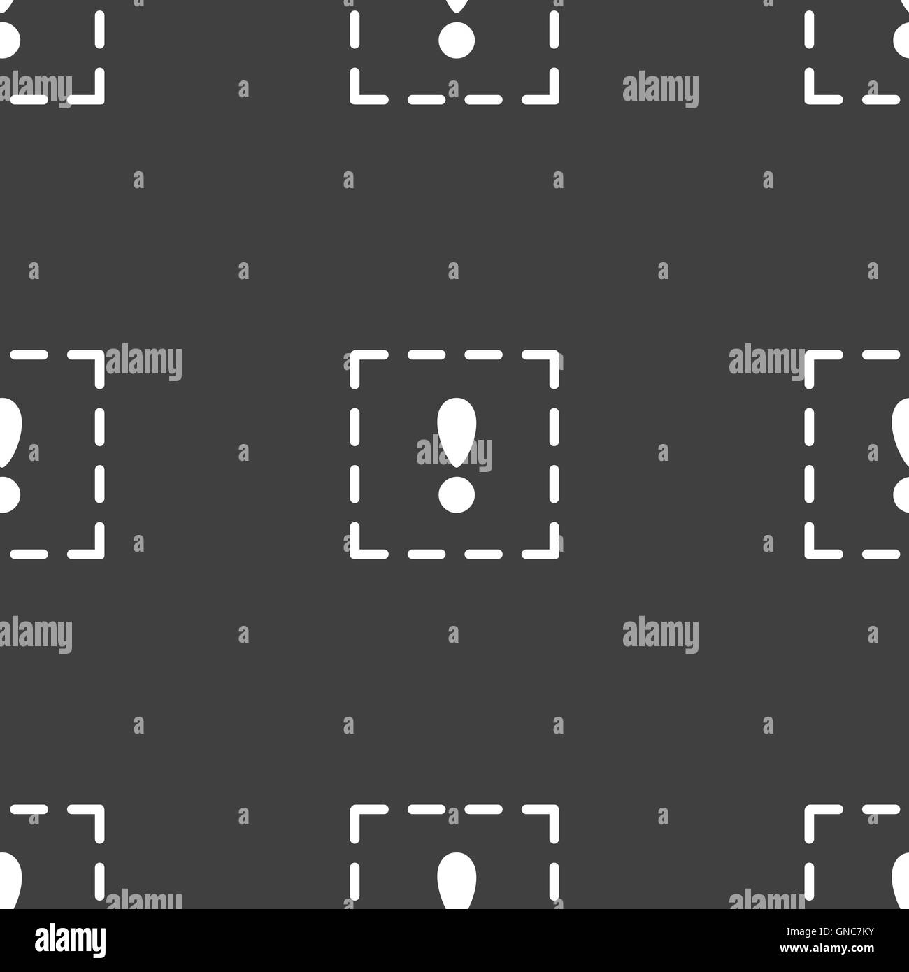 The exclamation point in a square icon sign. Seamless pattern on a gray ...