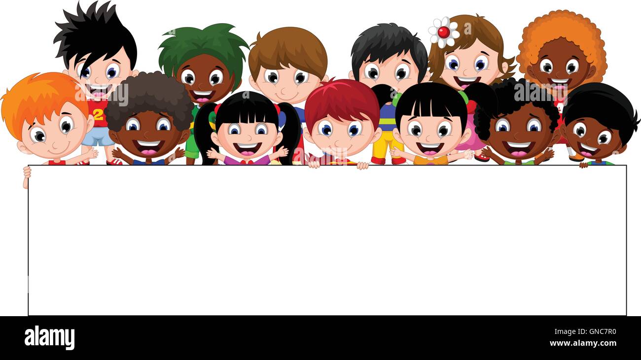 Cartoon kids holding a sign Stock Vector Image & Art - Alamy