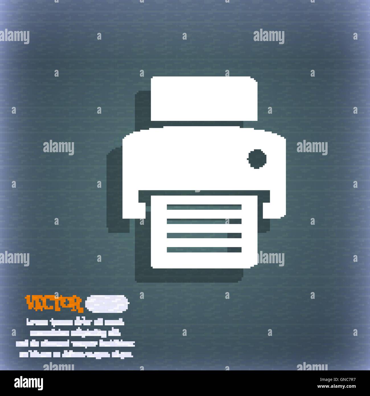 fax, printer icon. On the blue-green abstract background with shadow ...