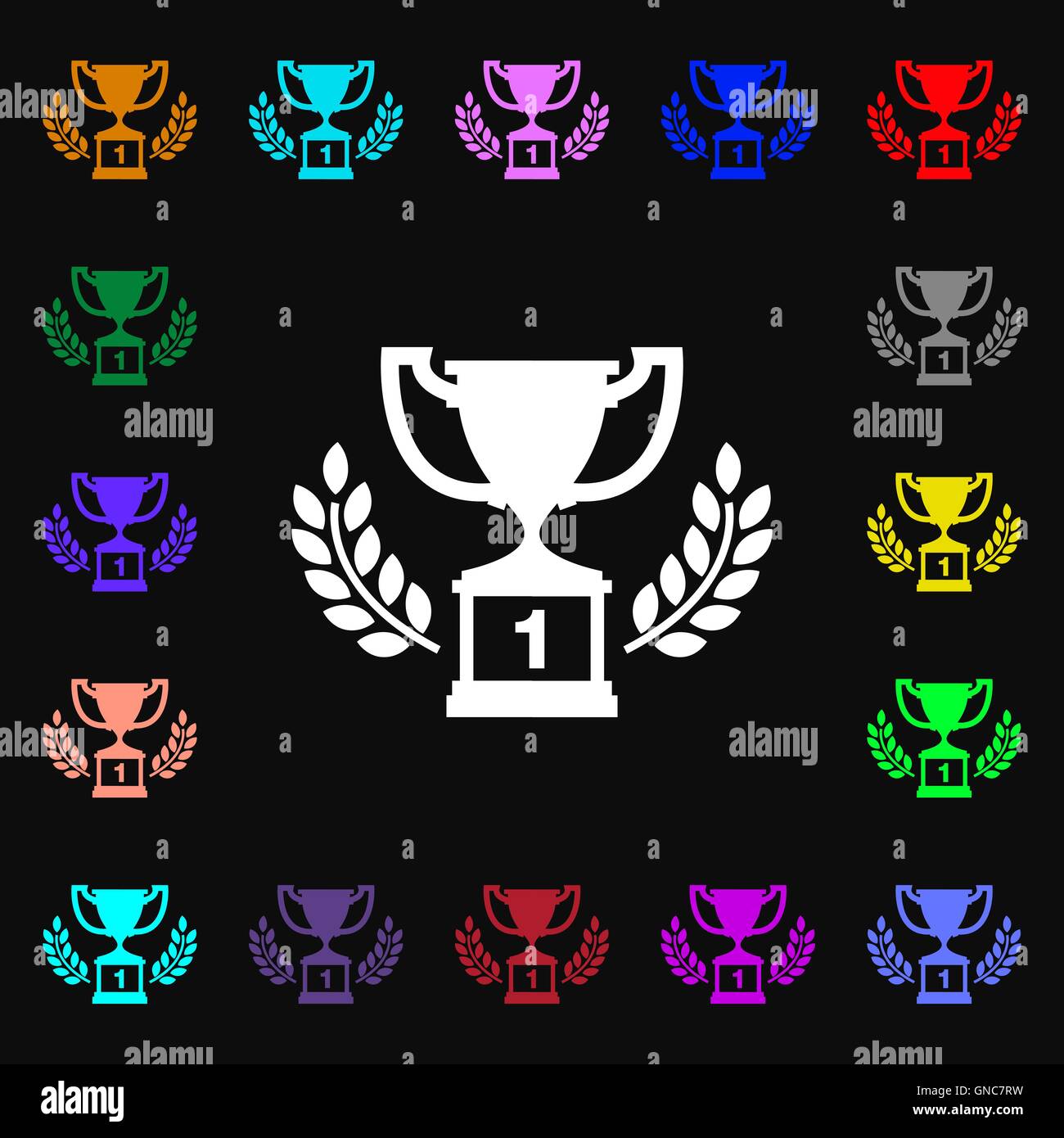 Champions cup, Trophy icon sign. Lots of colorful symbols for your ...