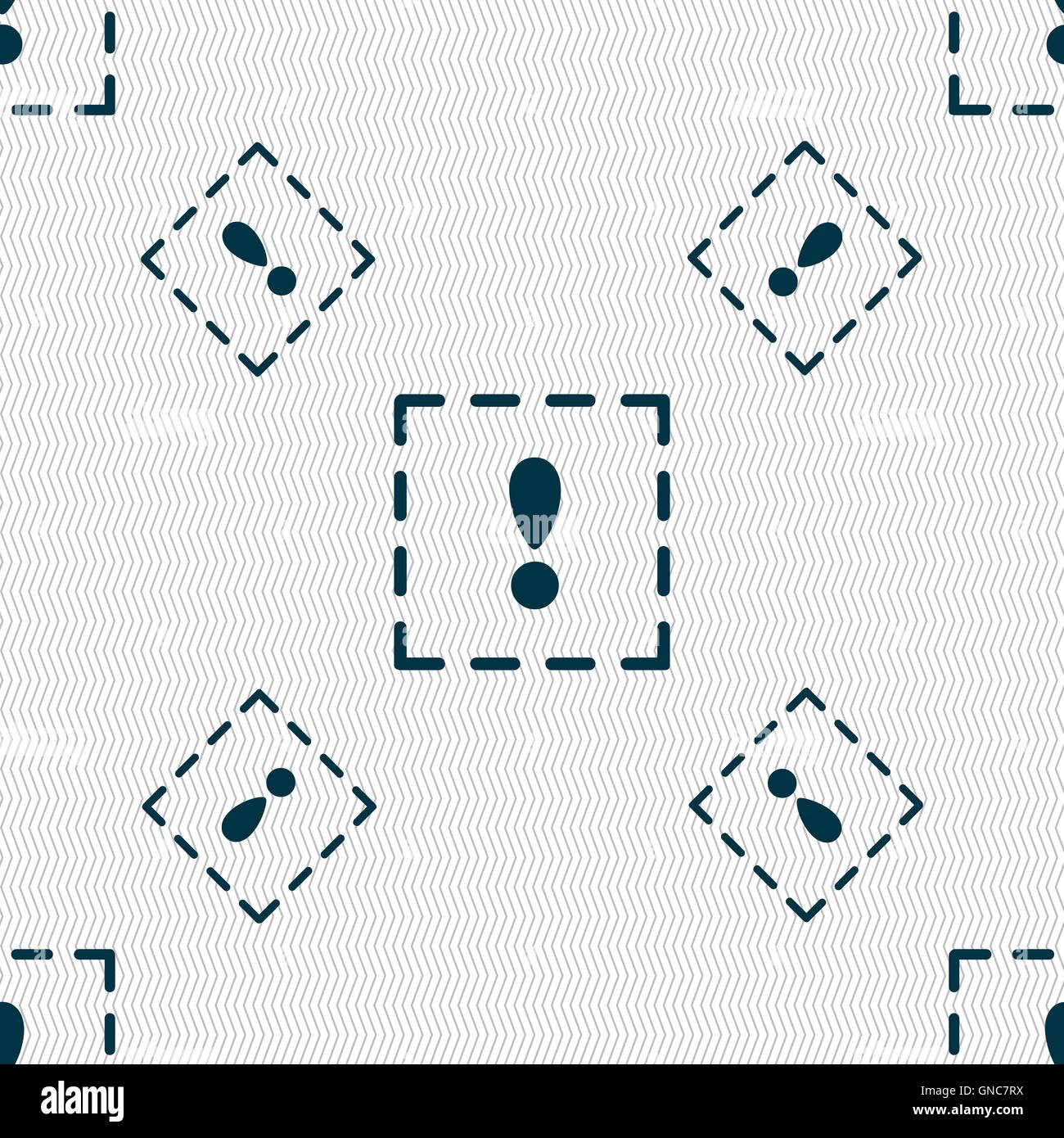 The exclamation point in a square icon sign. Seamless pattern with ...