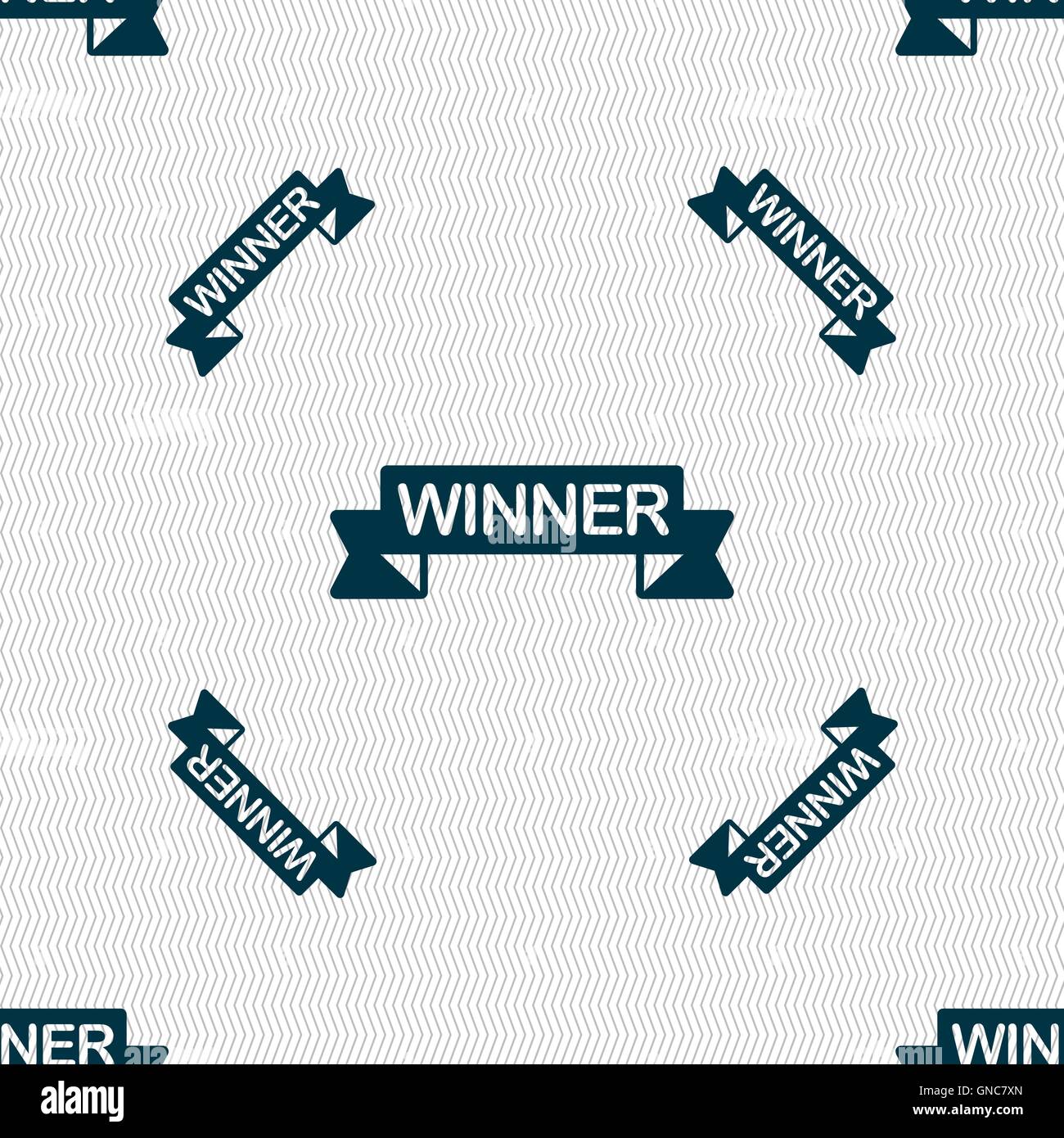 Winner icon sign. Seamless pattern with geometric texture. Vector Stock ...
