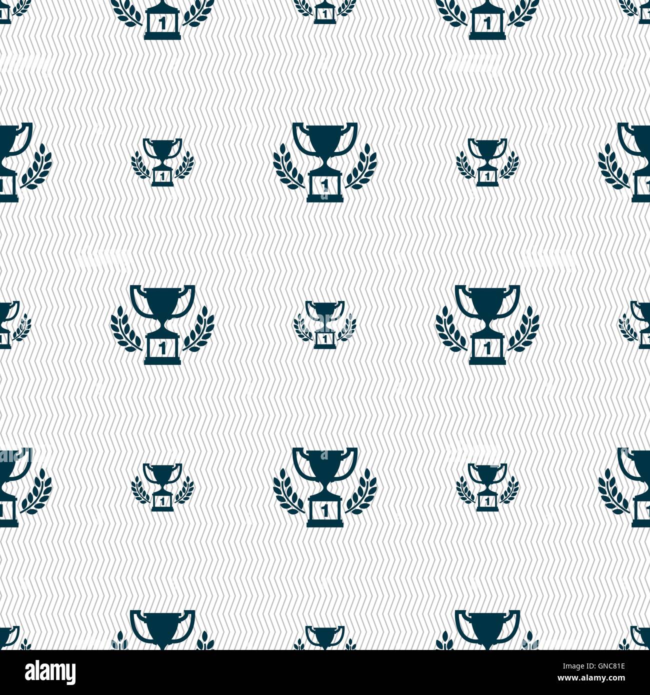 Champions cup, Trophy icon sign. Seamless pattern with geometric ...