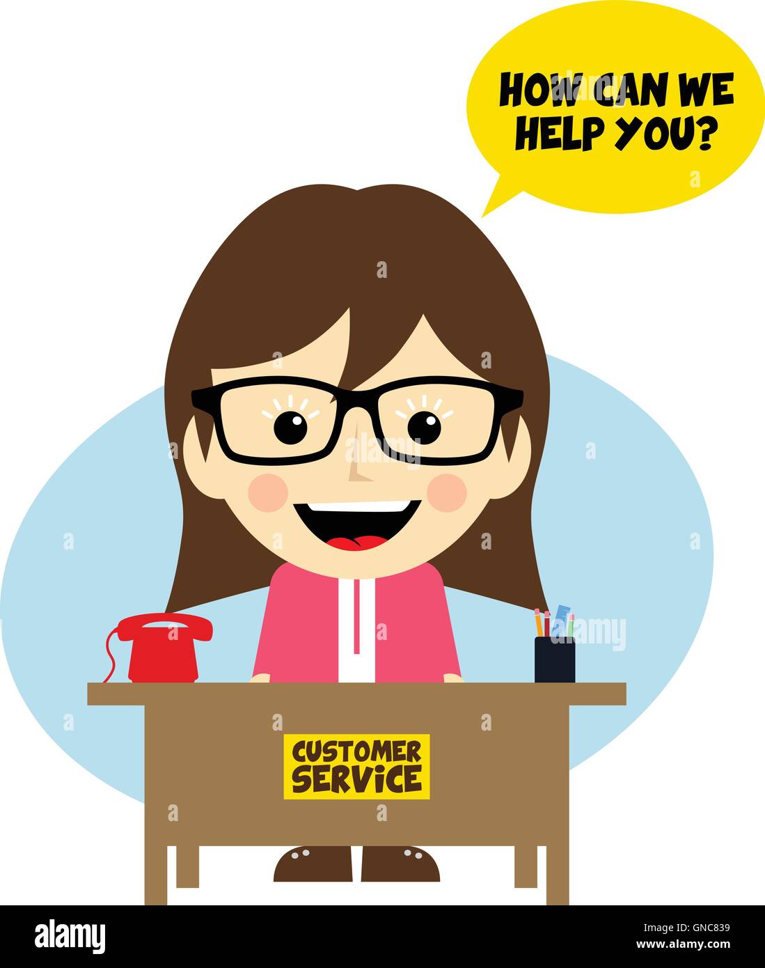 customer service desk cartoon character Stock Vector Image & Art - Alamy