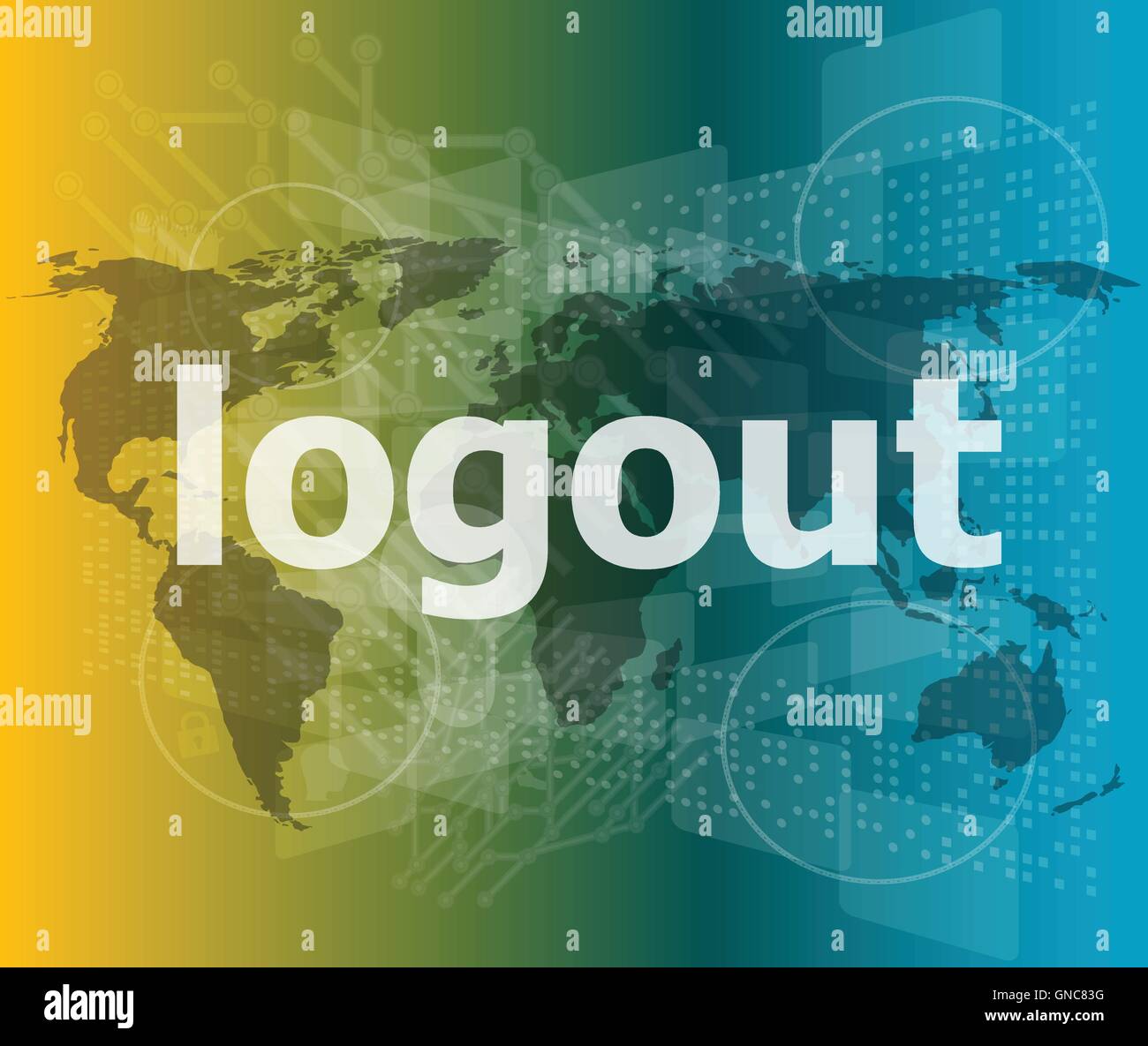logout word, hi-tech background, digital business touch screen vector ...