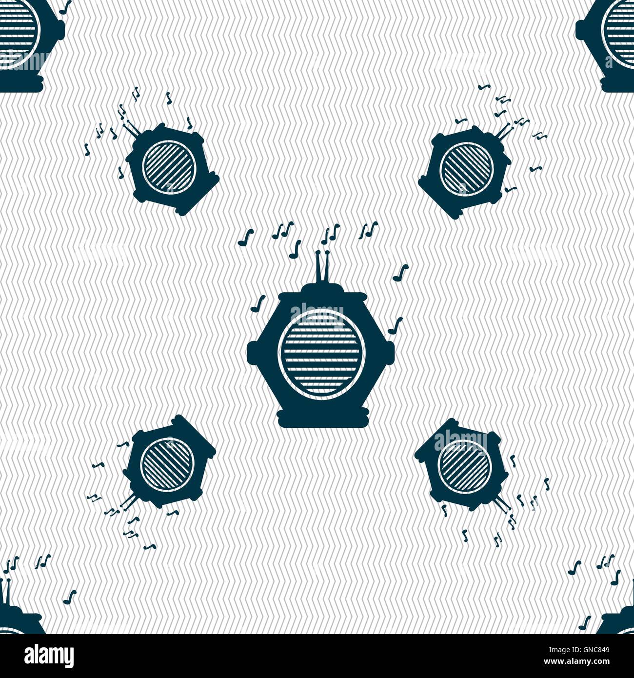 old analog radio icon sign. Seamless pattern with geometric texture ...