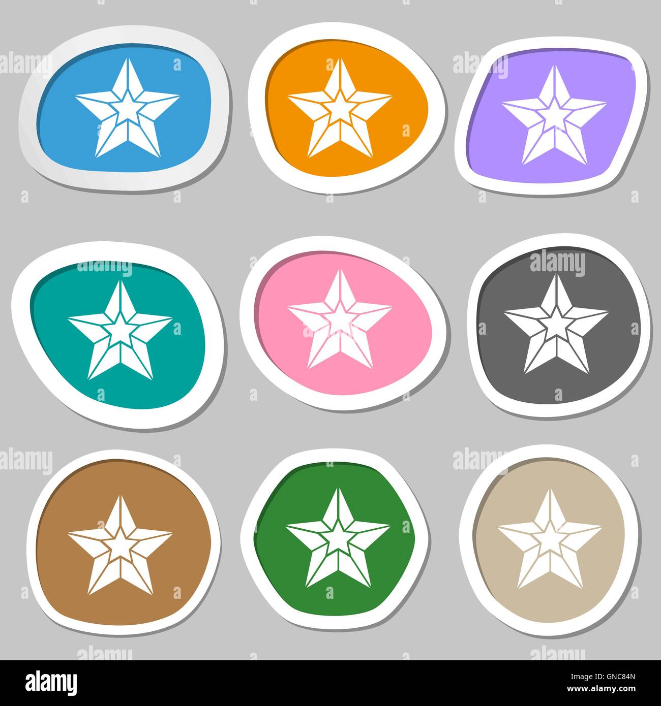 Star symbols. Multicolored paper stickers. Vector Stock Vector Image ...