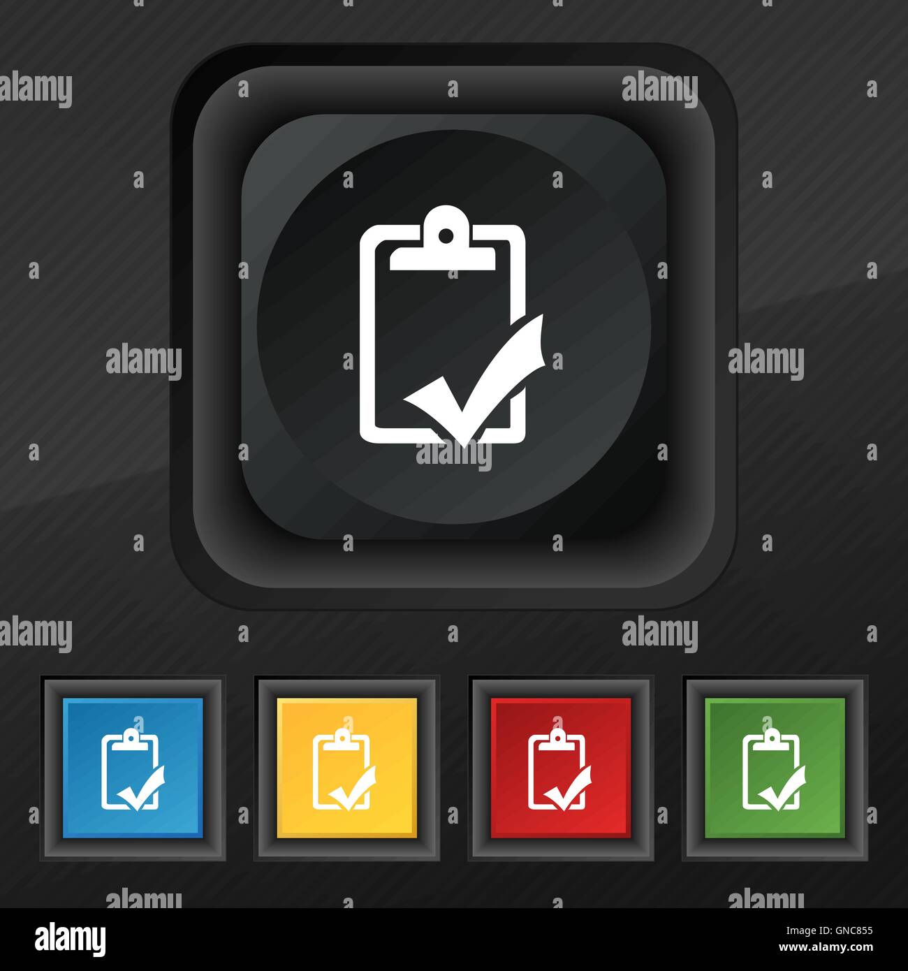 Document grammar control, Test, work complete icon symbol. Set of five ...