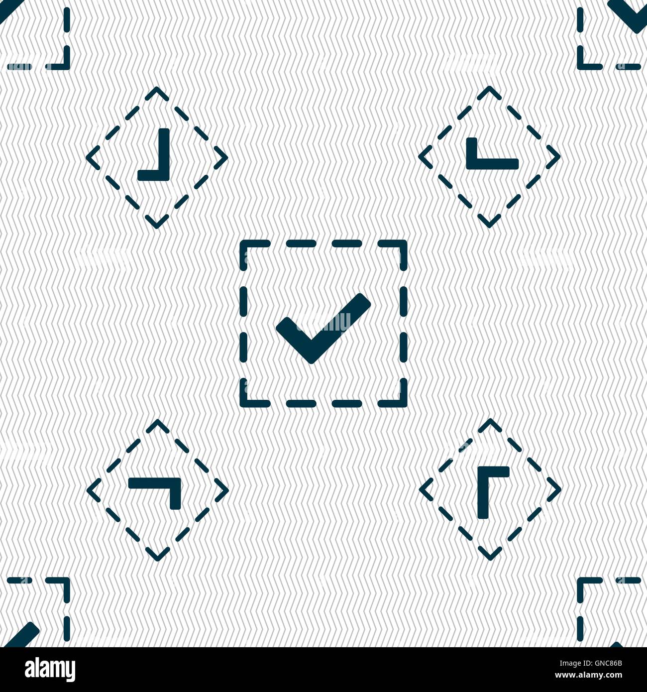 Check mark, tik icon sign. Seamless pattern with geometric texture. Vector Stock Vector Image ...