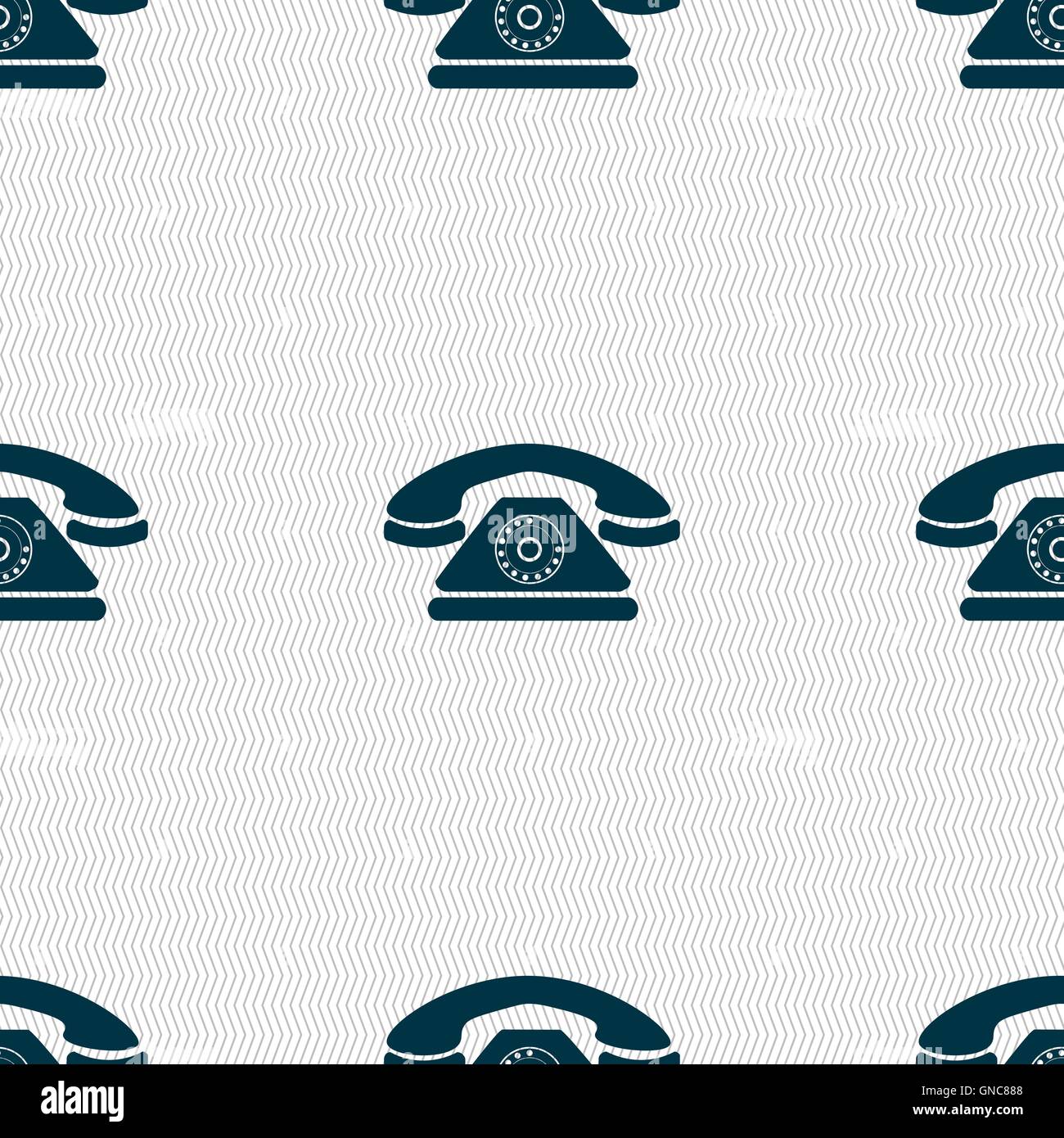 Retro telephone icon sign. Seamless pattern with geometric texture ...