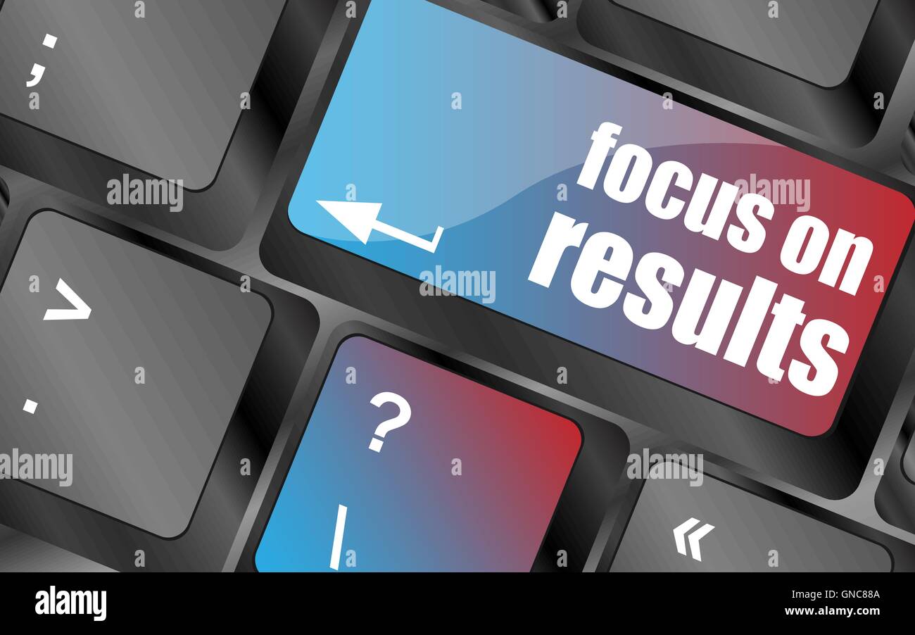 Modern keyboard focus on results text. Technology concept vector ...