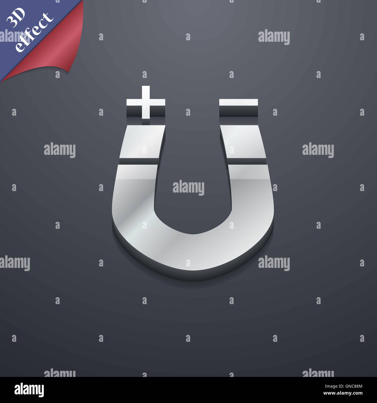 horseshoe magnet, magnetism, magnetize, attraction icon symbol. 3D ...