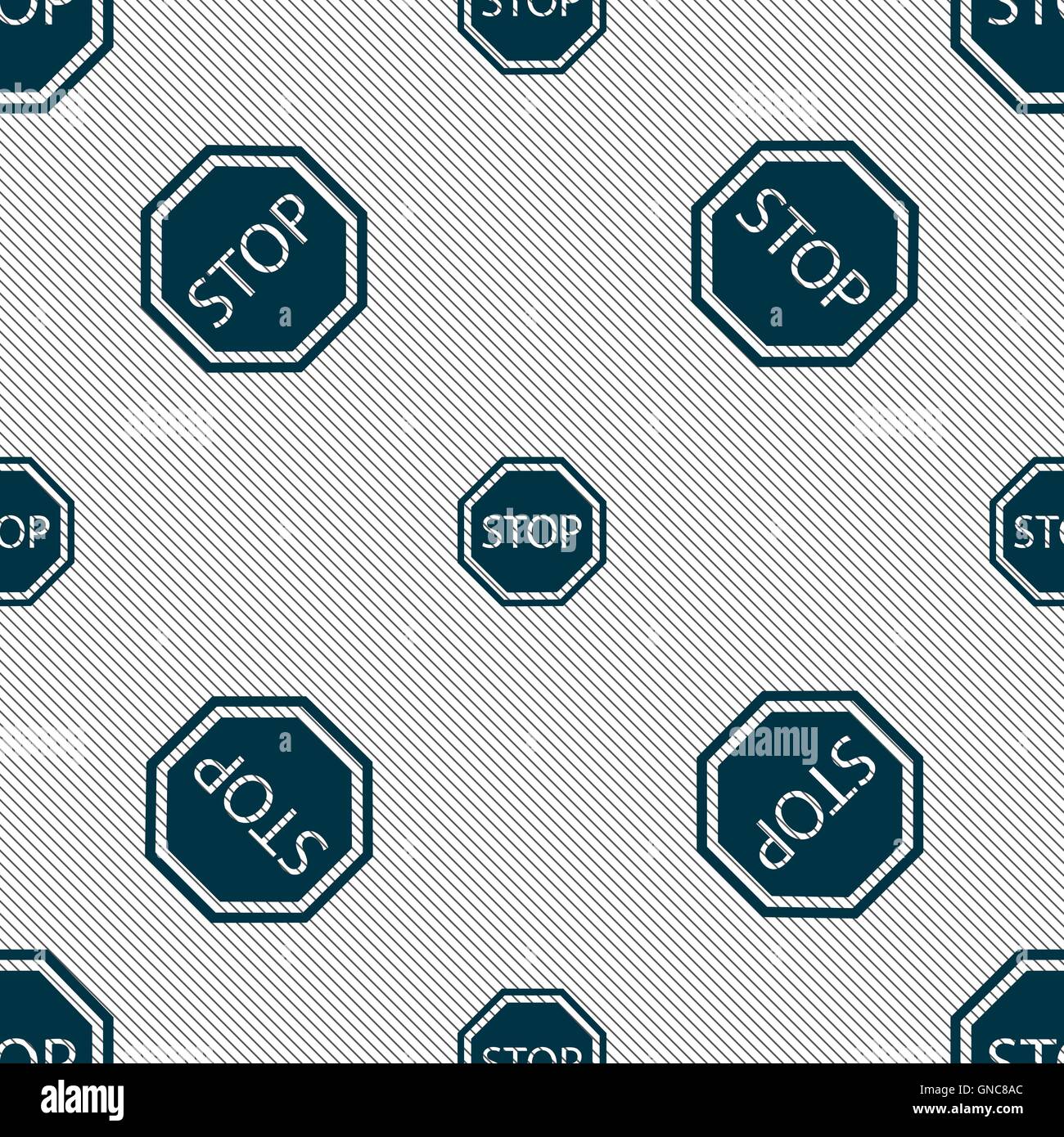 Stop icon sign. Seamless pattern with geometric texture. Vector Stock ...