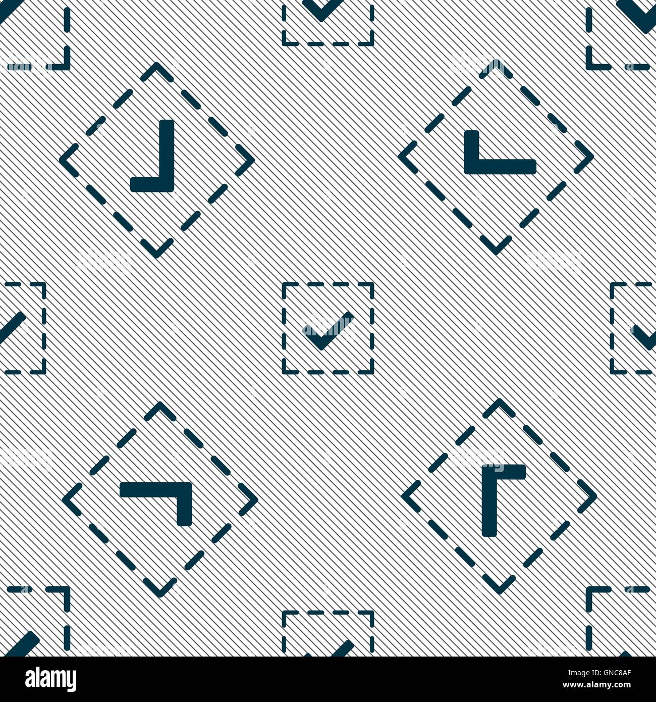 Check mark, tik icon sign. Seamless pattern with geometric texture ...