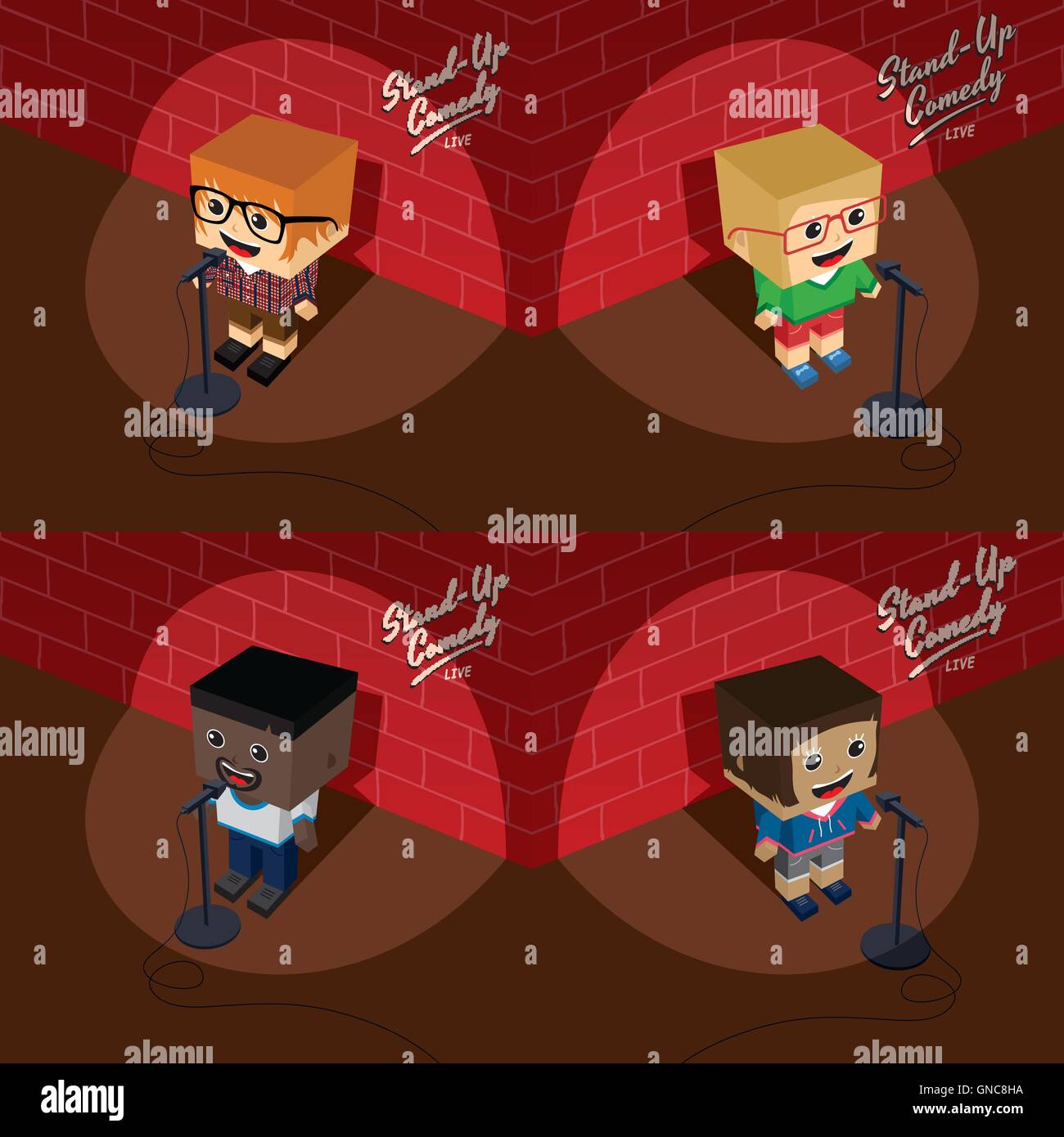 stand up comedy isometric block cartoon Stock Vector Image & Art - Alamy