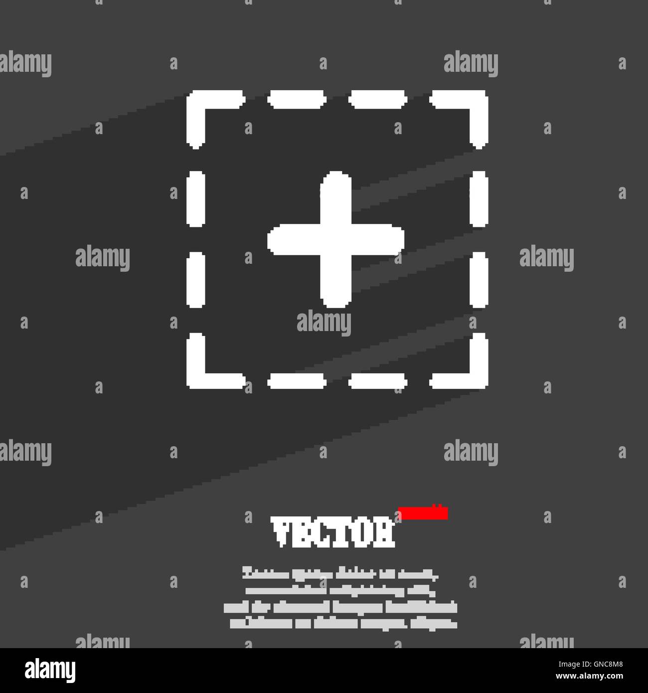 Plus in square symbol Flat modern web design with long shadow and space ...