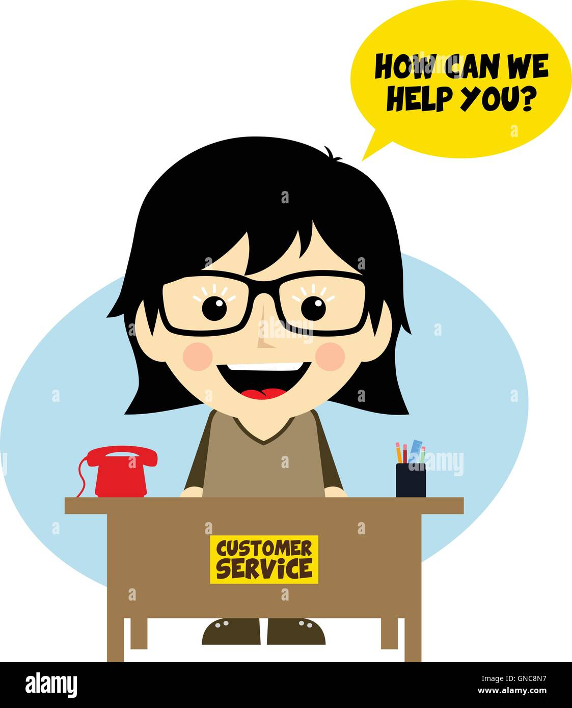 customer service desk cartoon character Stock Vector Image & Art - Alamy