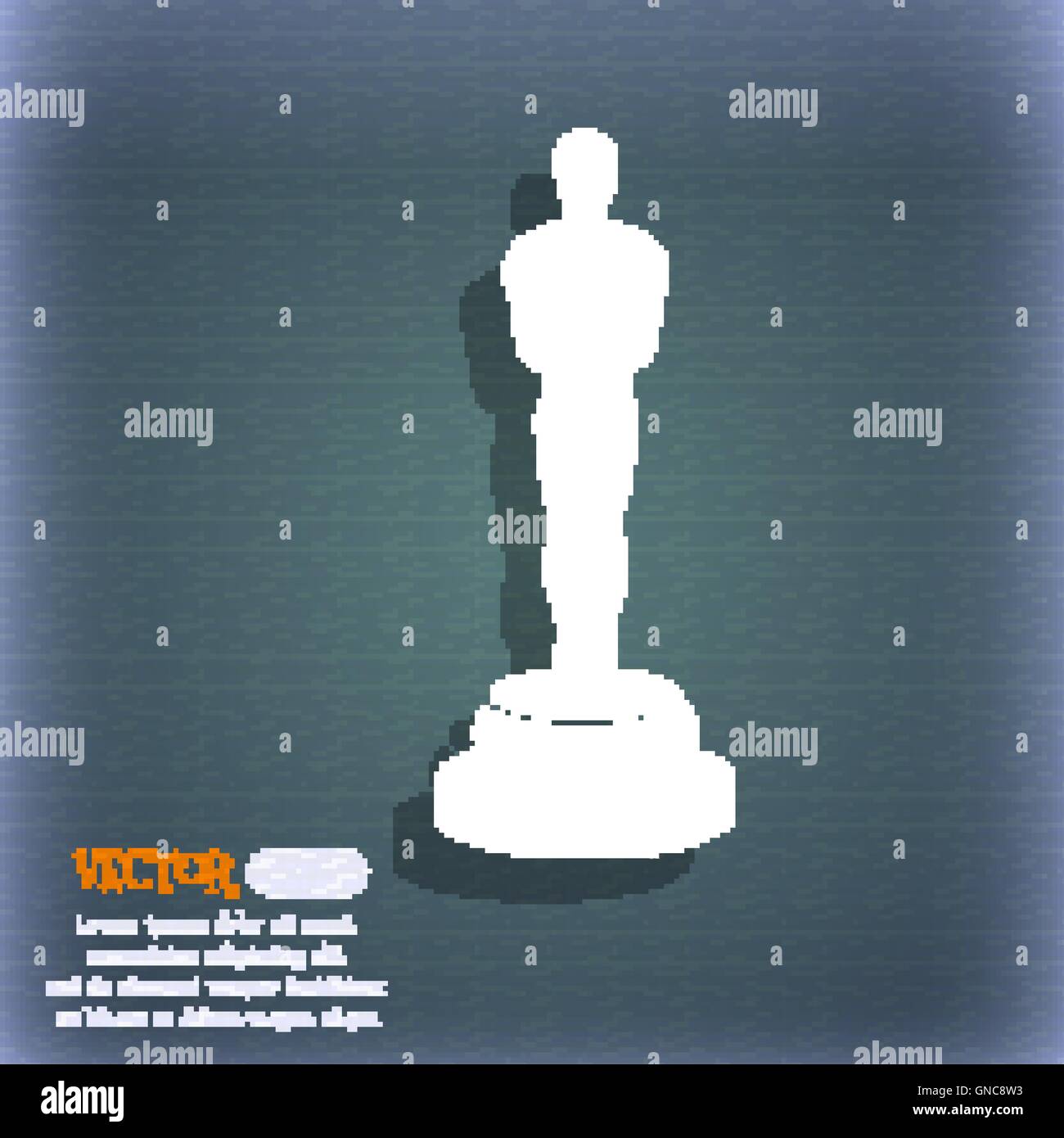 Oscar statuette icon. On the blue-green abstract background with shadow ...