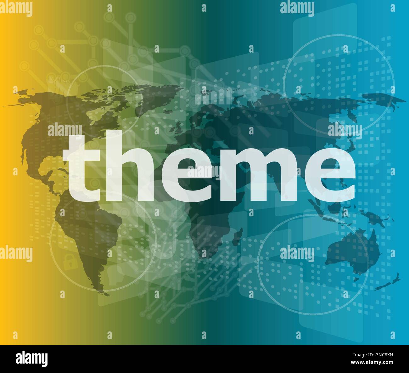 theme word, backgrounds touch screen with transparent buttons. concept ...