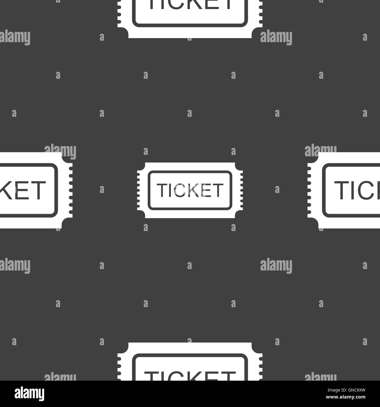 Ticket icon sign. Seamless pattern on a gray background. Vector Stock ...