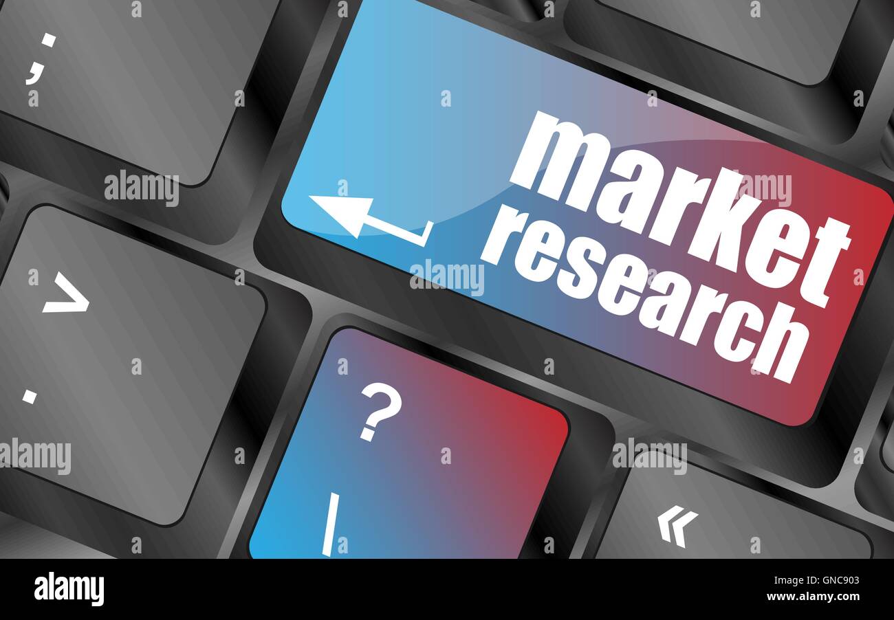 market research word button on keyboard, business concept vector ...