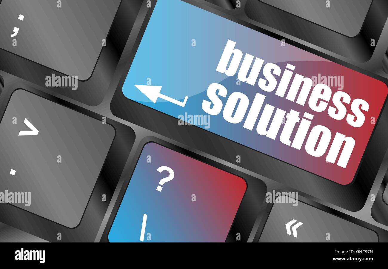 Computer keyboard with business solution key. business concept vector ...
