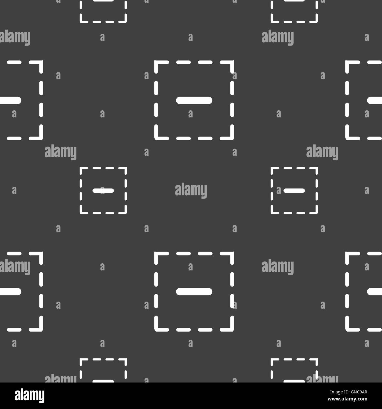 The minus in a square icon sign. Seamless pattern on a gray background ...