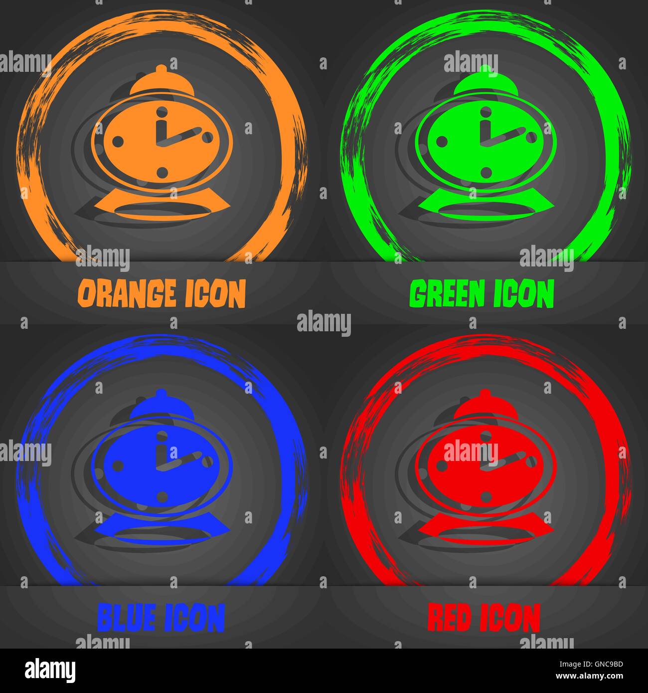 Alarm clock in green Stock Vector Images - Alamy