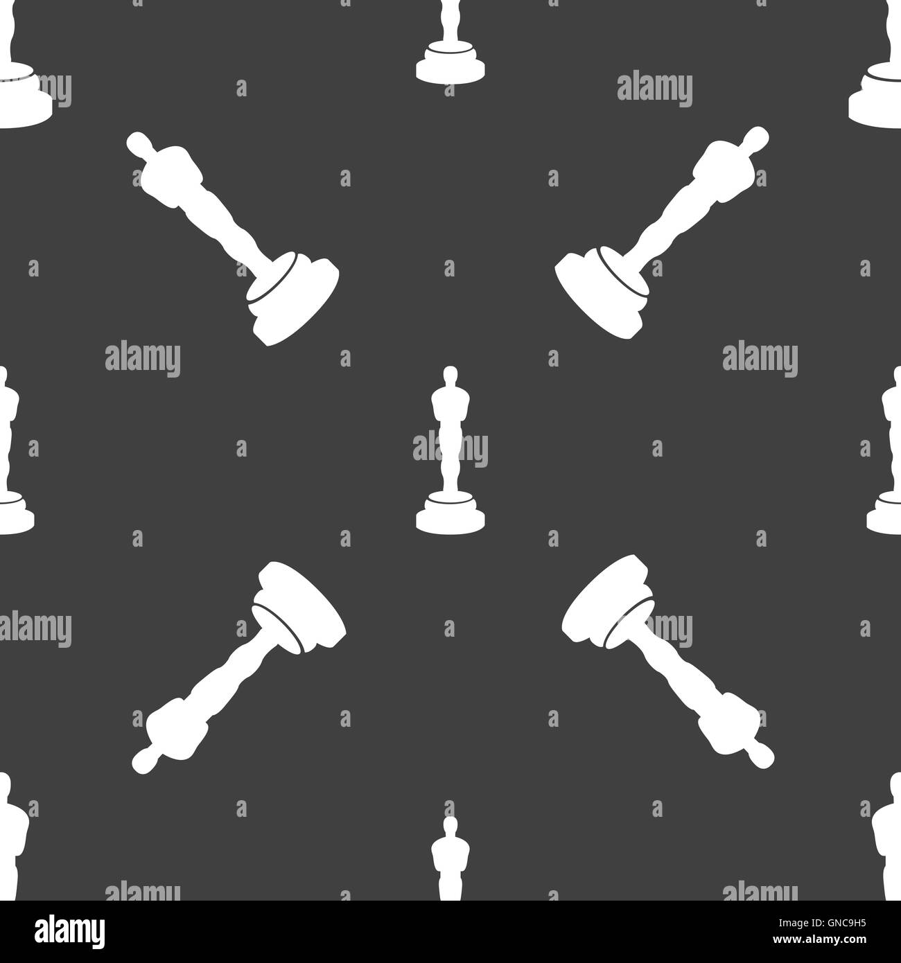 Oscar statuette icon sign. Seamless pattern on a gray background ...
